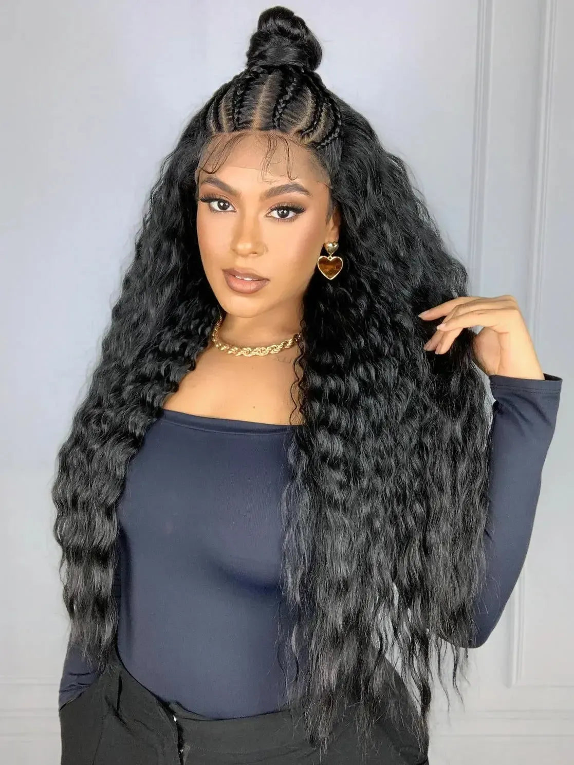 Lace Front HD Toria Trançada Preta - Repartição Livre 13x7